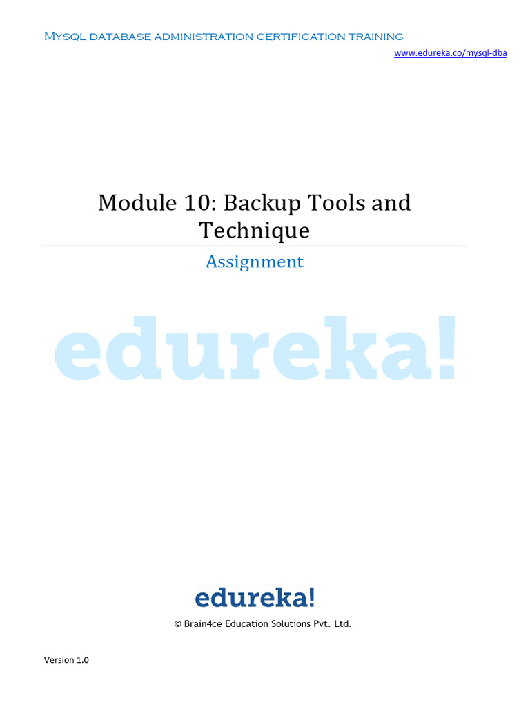 MySql Adminstration Training-Assignment Module10 | PDF