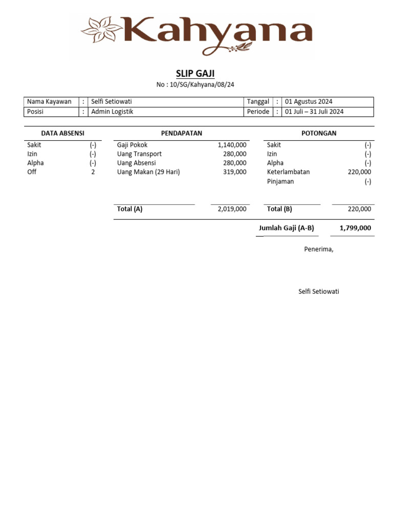 Slip Gaji Selfi | PDF
