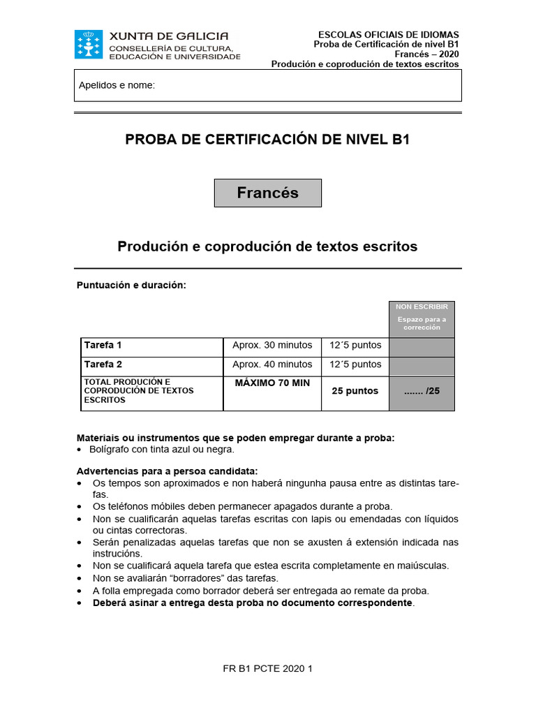 FR B1 Pcte 2020 | PDF