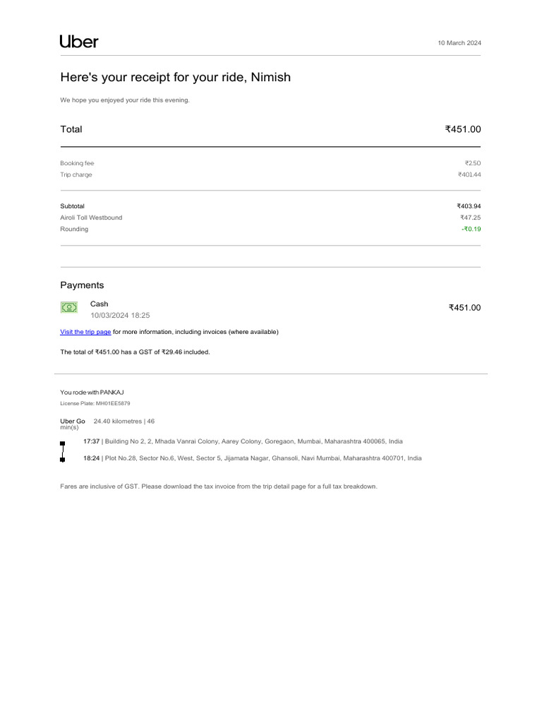 Uber Receipt Airport | PDF