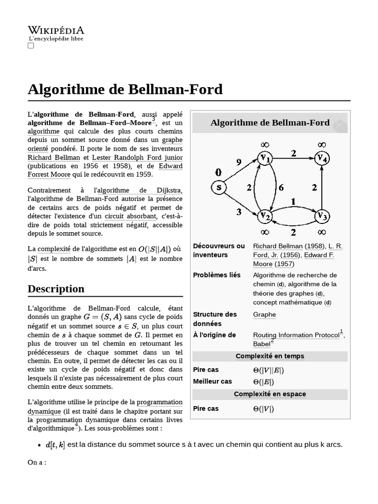 Algorithme de Bellman-Ford | PDF