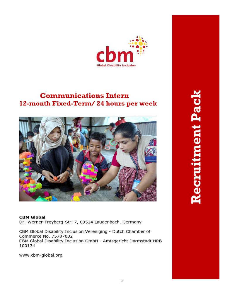 Recruitment Pack - CBM Global Communications Intern | PDF