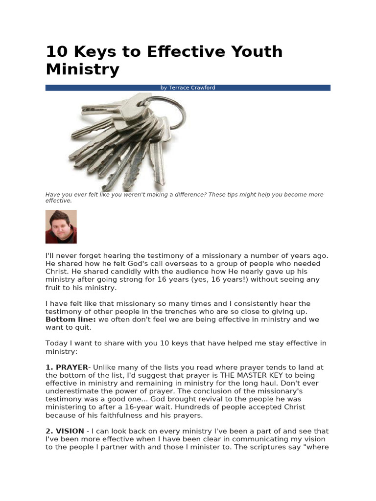 10 Keys To Effective Youth Ministry | PDF