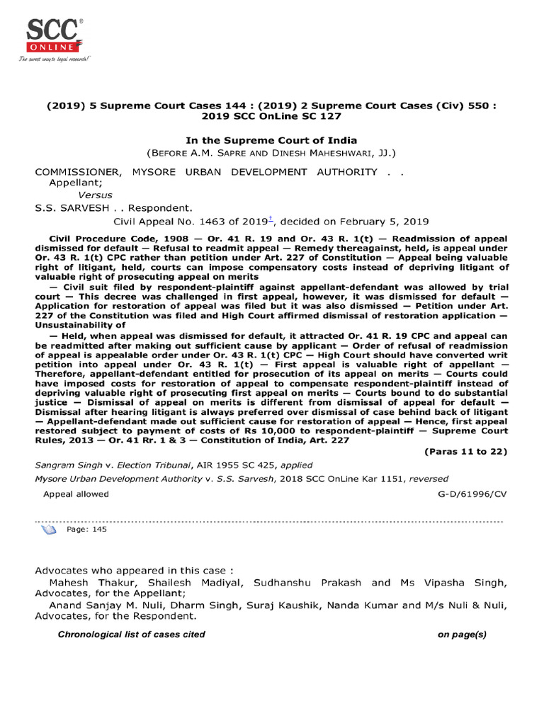 J 2019 5 SCC 144 2019 2 SCC Civ 550 2019 SCC OnLin | PDF | Finance & Money Management
