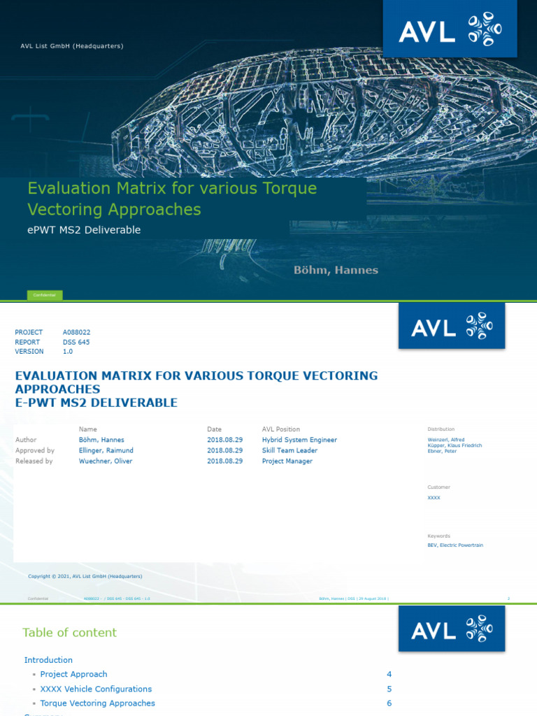 Evaluation Matrix for various Torque Vectoring Approaches | PDF