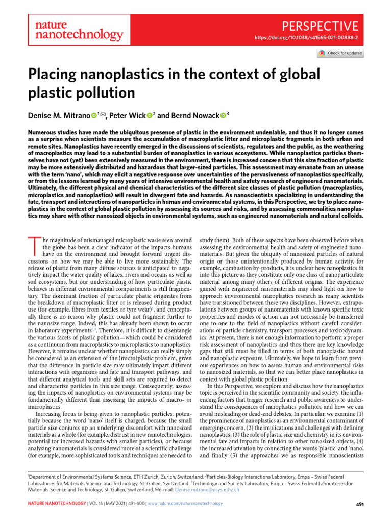 Nanoplastic and Global Plastic Pollution 2021 | PDF