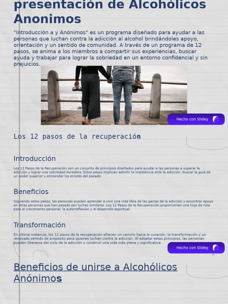 Presentación de Alcohólicos Anonimos | PDF