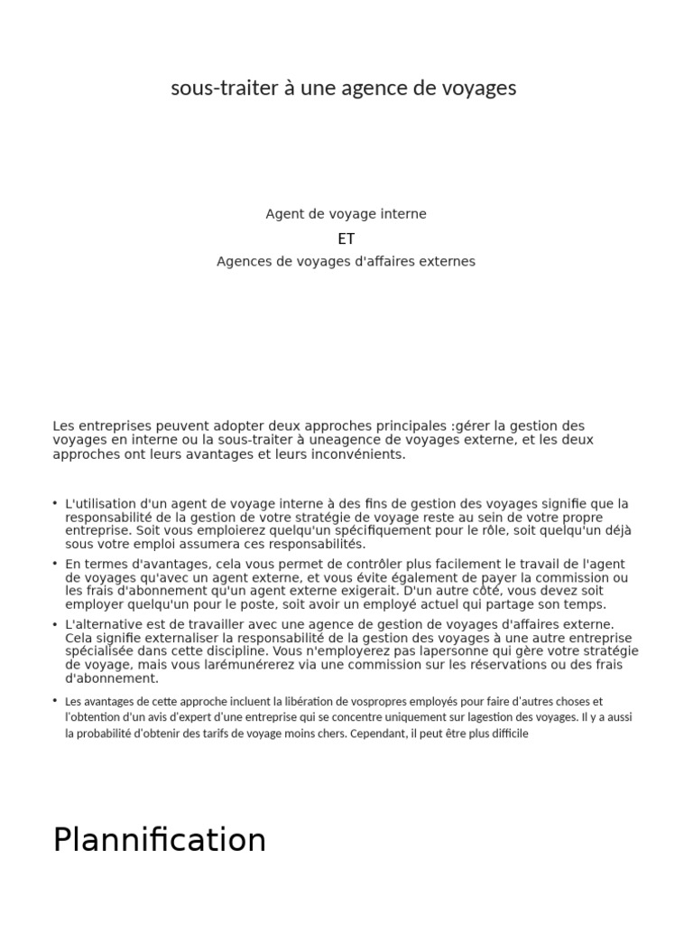 Sous-Traiter À Une Agence de Voyages | PDF