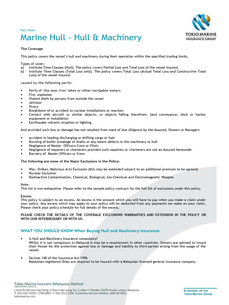 Hull and Machinery | PDF