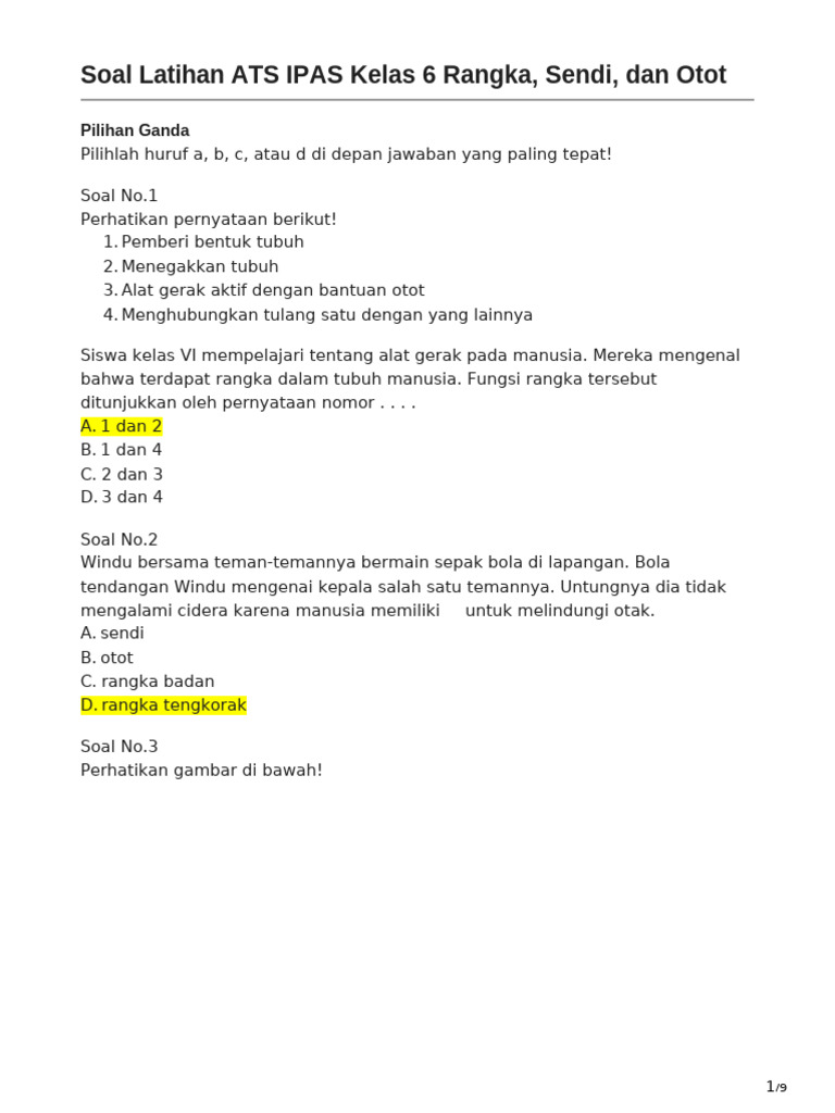 Soal Latihan ATS IPAS Kls 6 | PDF
