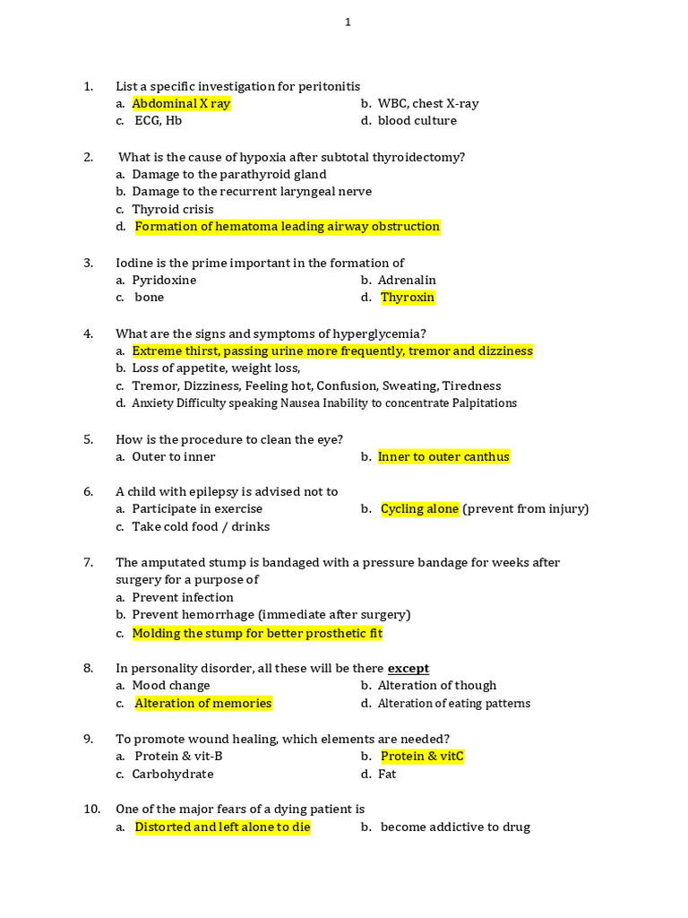 Singapore Nursing Board Exam Sample Q | PDF