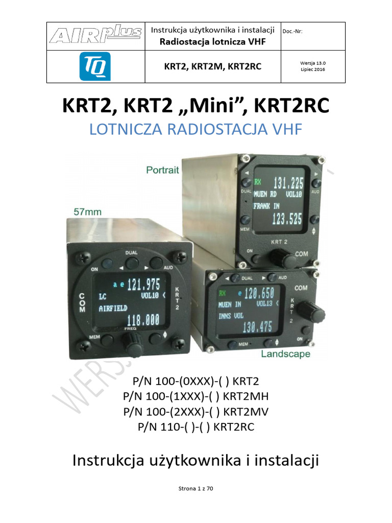 Instrukcja Radiostacji KRT2 | PDF