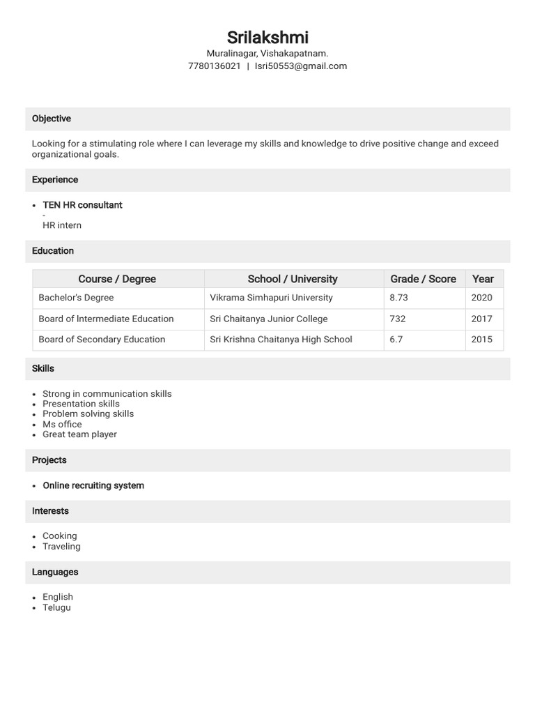 Sri’s resume | PDF