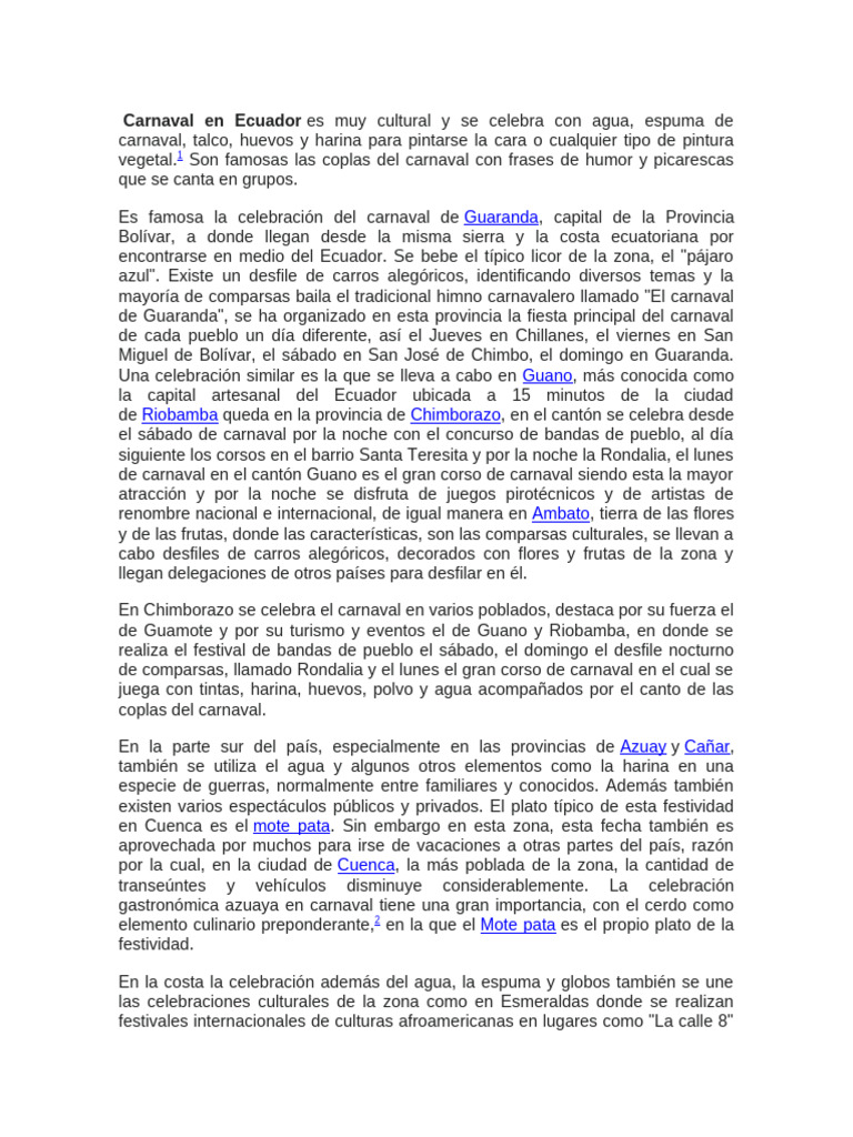 Carnaval en Ecuador | PDF