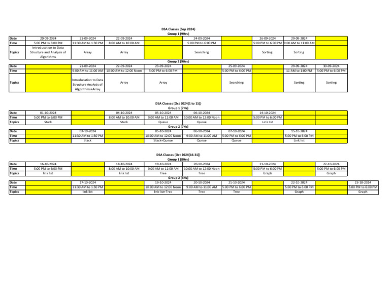 Schedule of Classes | PDF