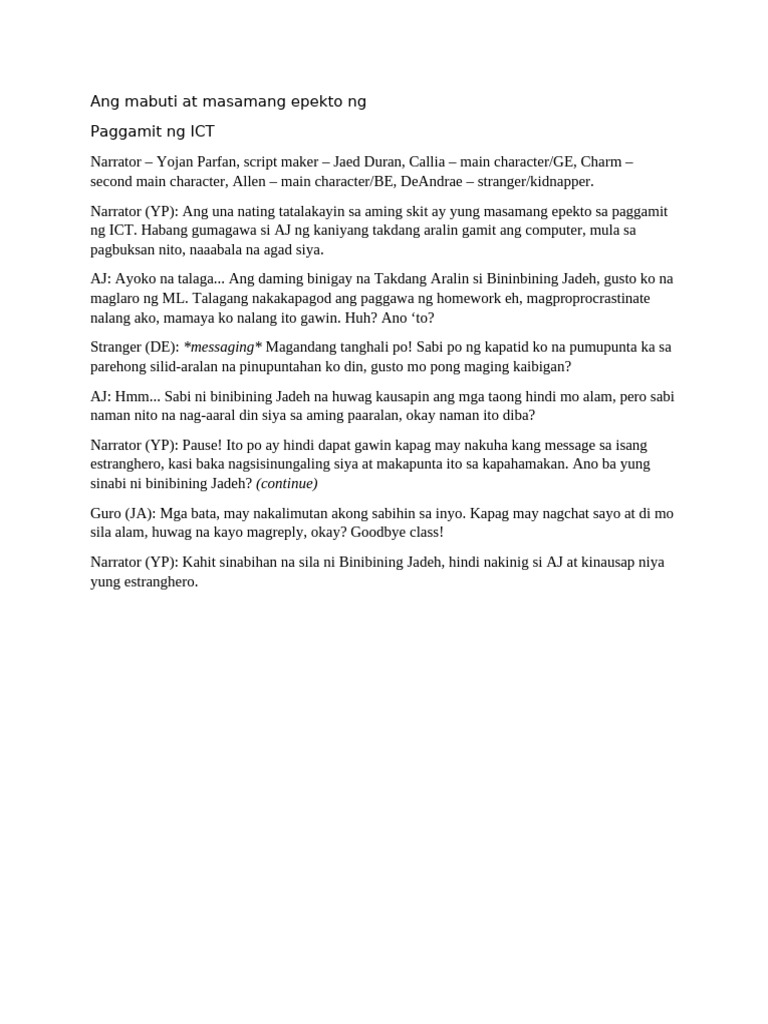 ICT-skit-Tagalog | PDF