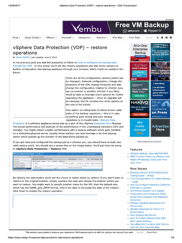 3 -vSphere Data Protection (VDP) - restore operations - ESX Virtualization | PDF