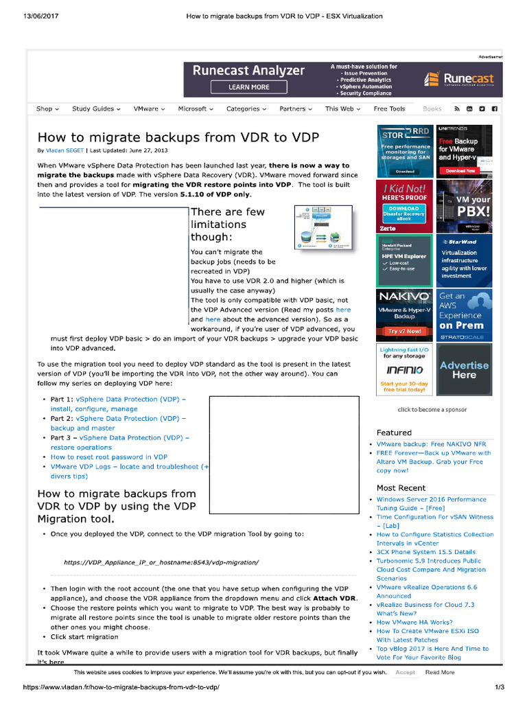 8 - How To Migrate Backups From VDR To VDP - ESX Virtualization | PDF
