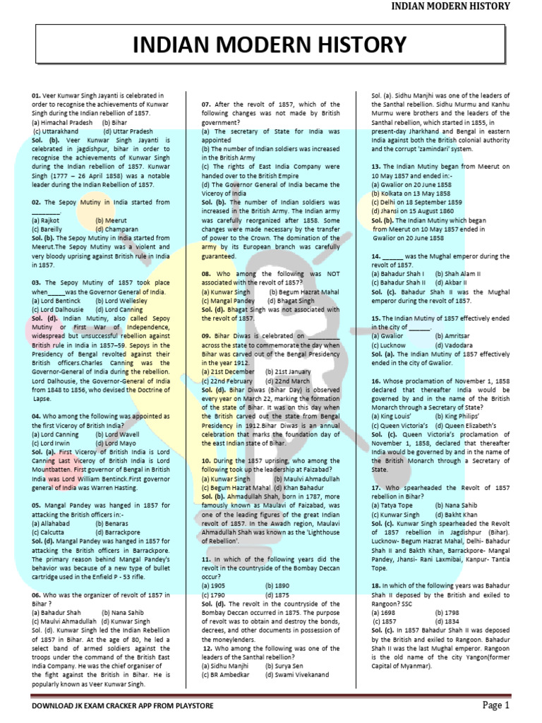 Modern History MCQS - 41492353 - 2024 - 09 - 12 - 10 - 11 | PDF ...