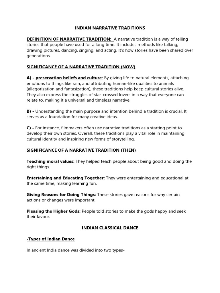 INDIAN NARRATIVE TRADITIONS (Notes) | PDF