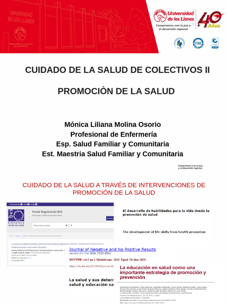 Clase Salud A Colectivos II Miercoles 18 Septiembre - Promociòn de La ...