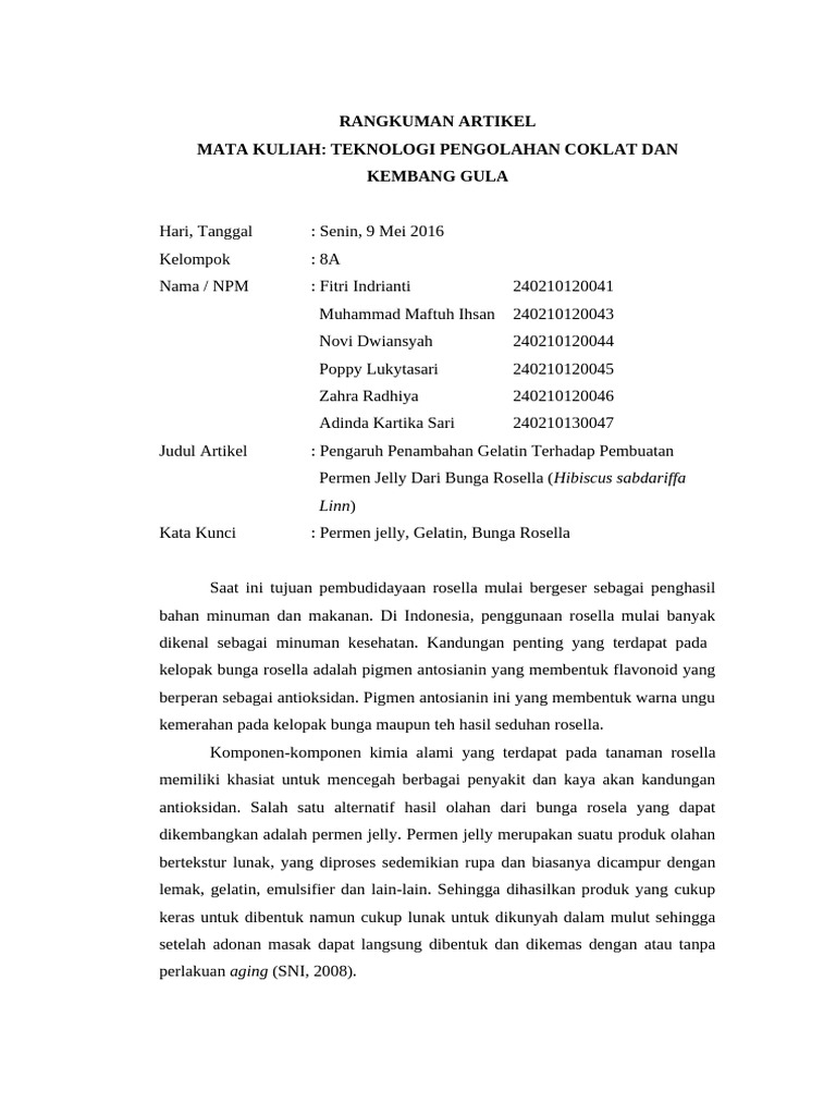 8A - PENGARUH PENAMBAHAN GELATIN TERHADAP PEMBUATAN PERMEN & JELLY DARI ...