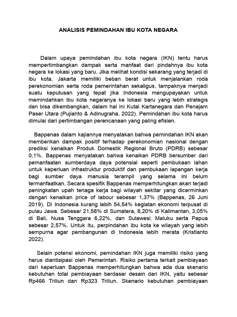 Analisis Pemindahan Ibu Kota Negara | PDF