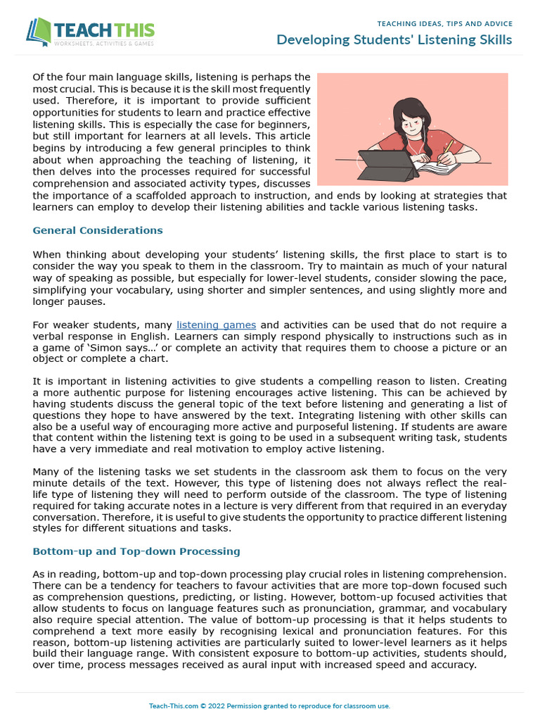 Developing Students Listening Skills Pdf