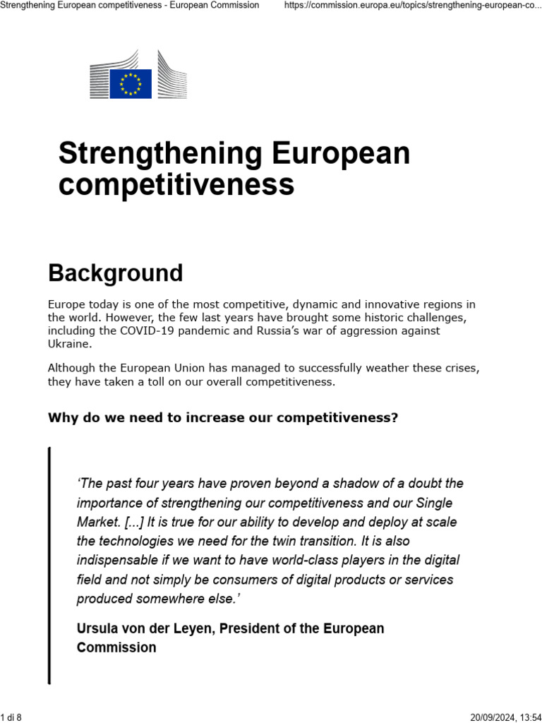Strengthening European Competitiveness - European Commission | PDF ...