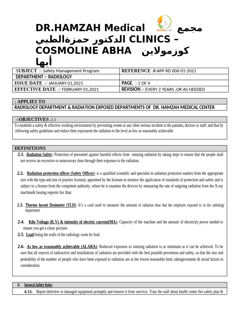 Radiation Safety Policy | PDF