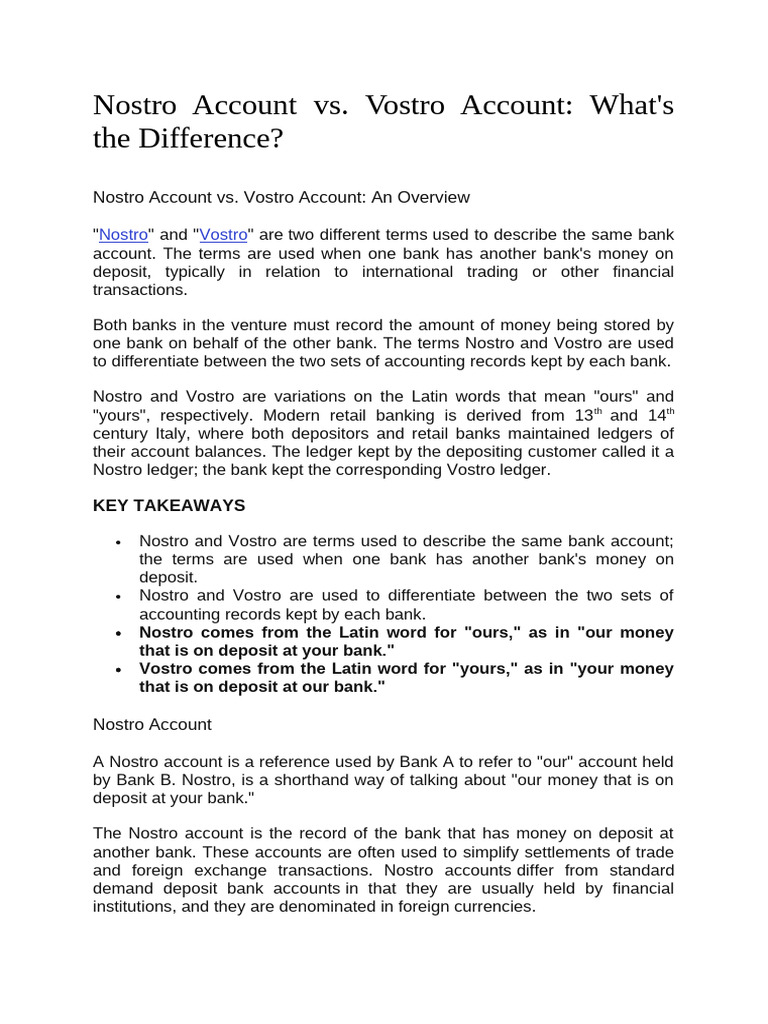 Module 3.31 Nostro Account Vs Vostro Account Module 11 | PDF