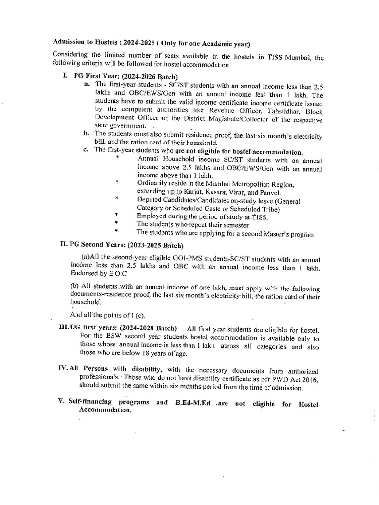 Hostel Guidelines 1 Pdf