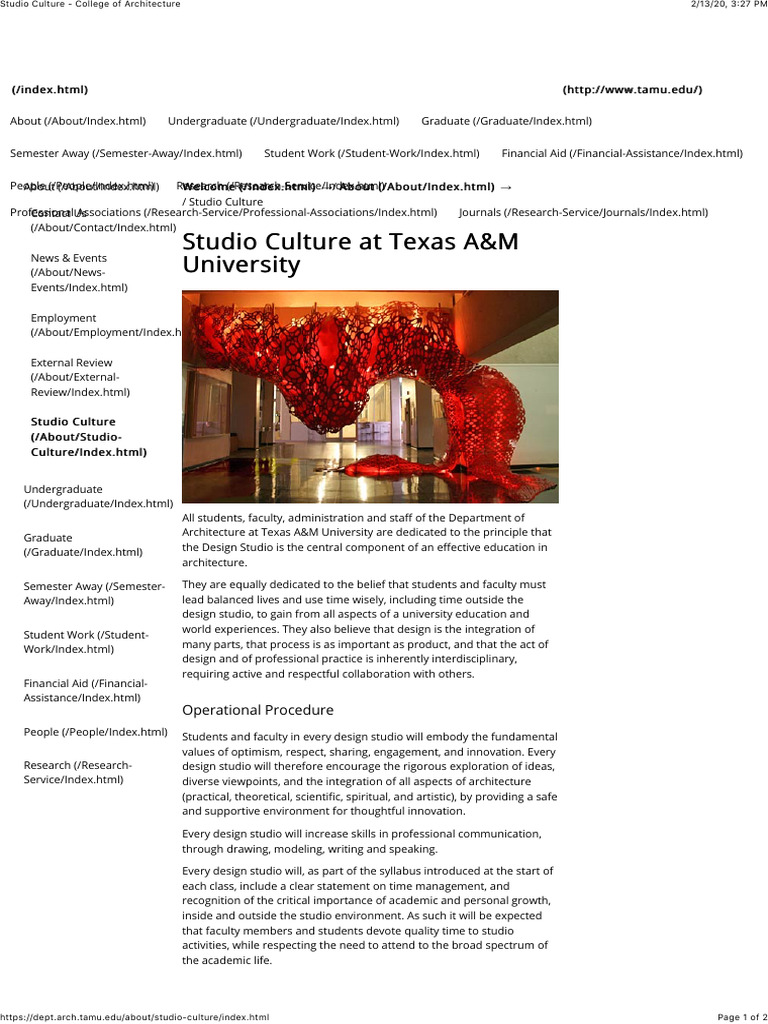 Studio Culture - College of Architecture | PDF