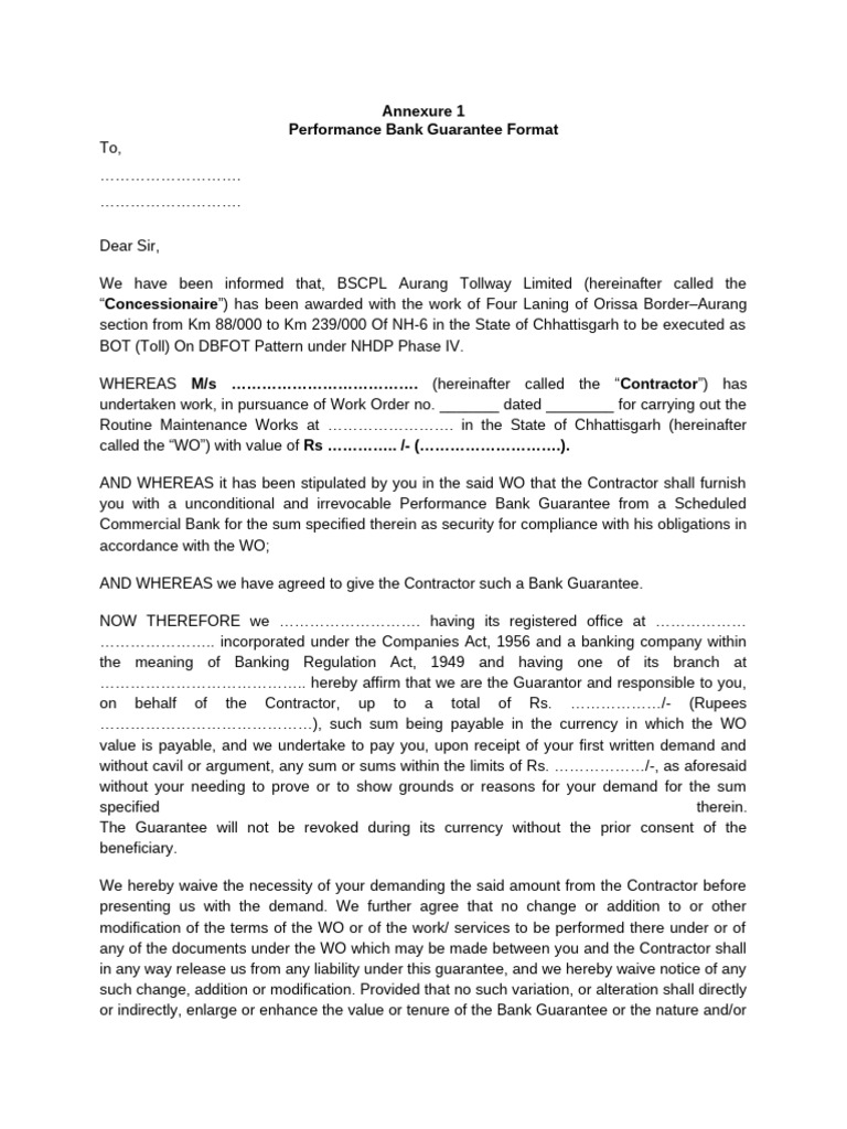 PBG Format | PDF | Indemnity | Civil Law (Legal System)