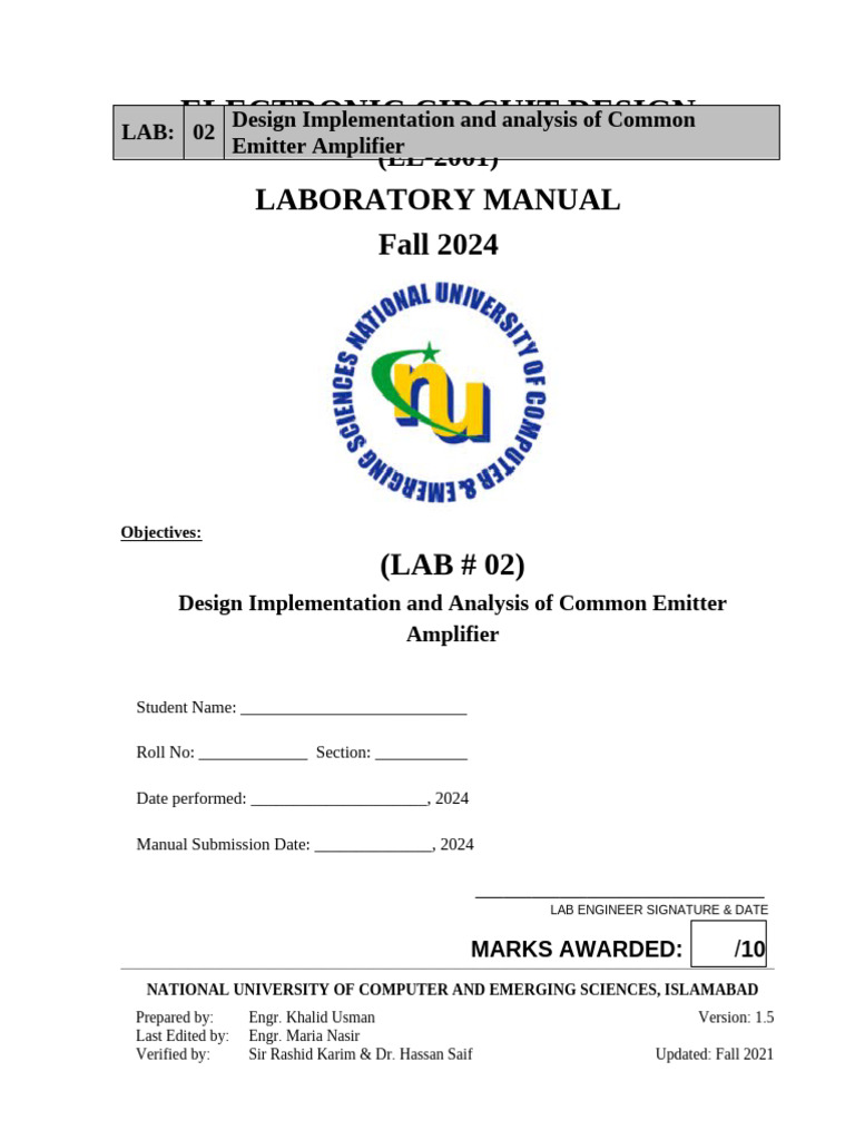 ECD LAB 2 Fall 2024 | PDF