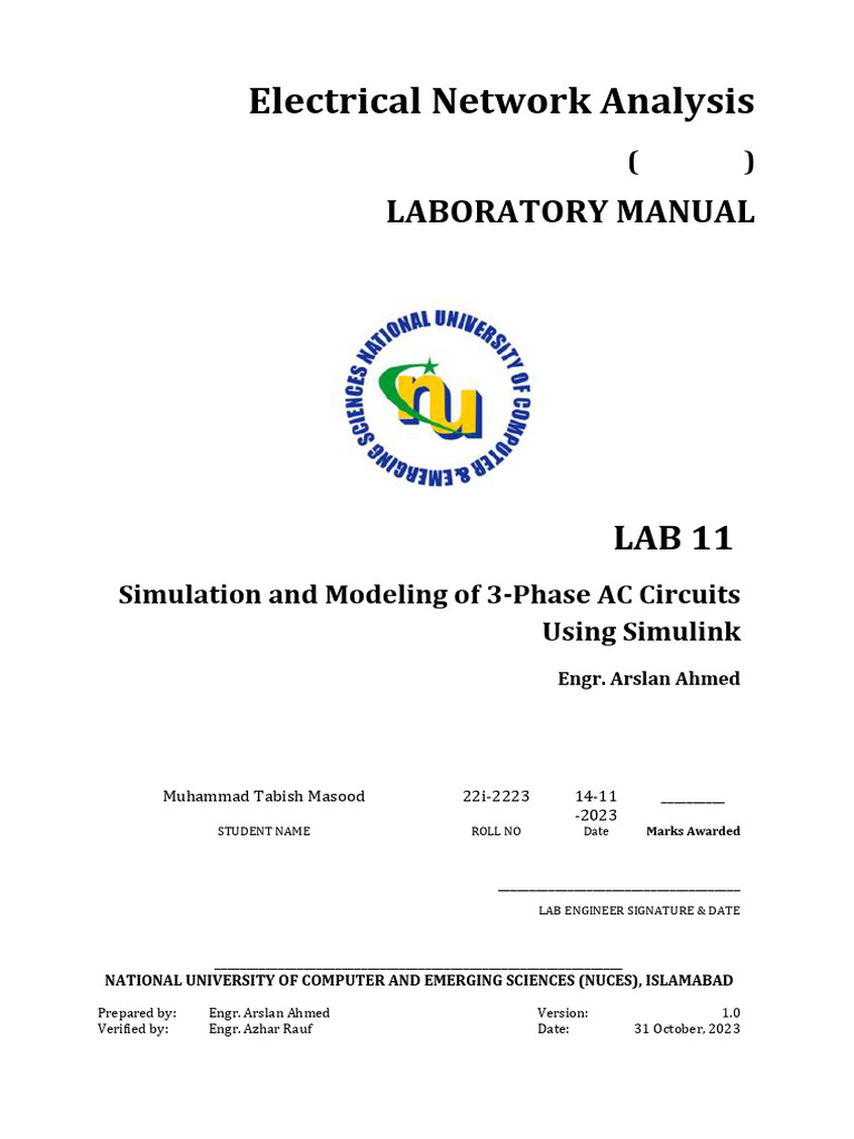 ENA - Lab - 11 - Fall - 2023 v2 | PDF