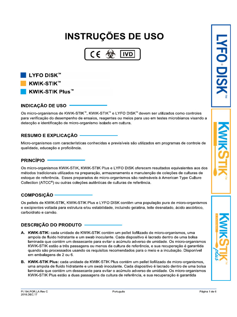Instrução de Uso - Kwik Stik Lyfo Disk. KS Plus | PDF