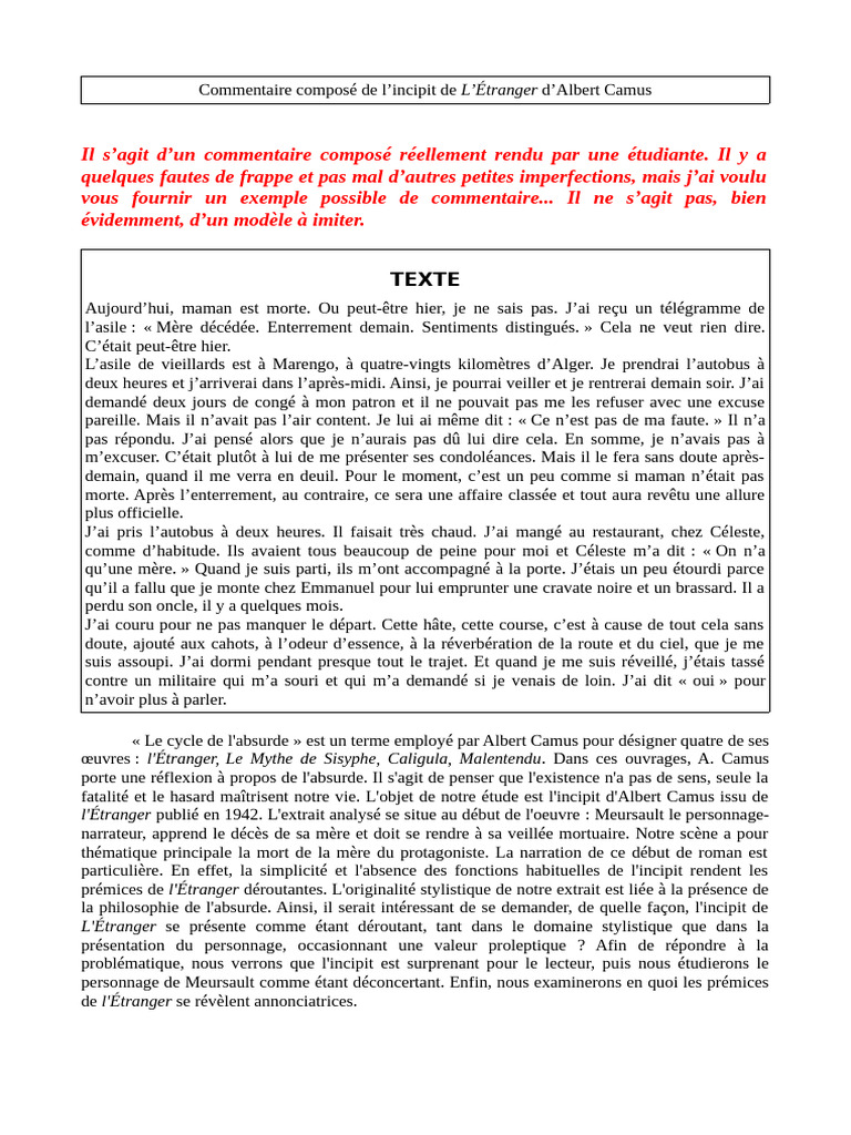 Exemple de Commentaire Composã© 1 | PDF