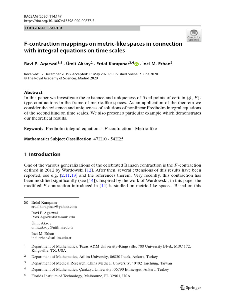 F-Contraction Mappings On Metric-Like Spaces in Connection With Integral Equations On Time ...
