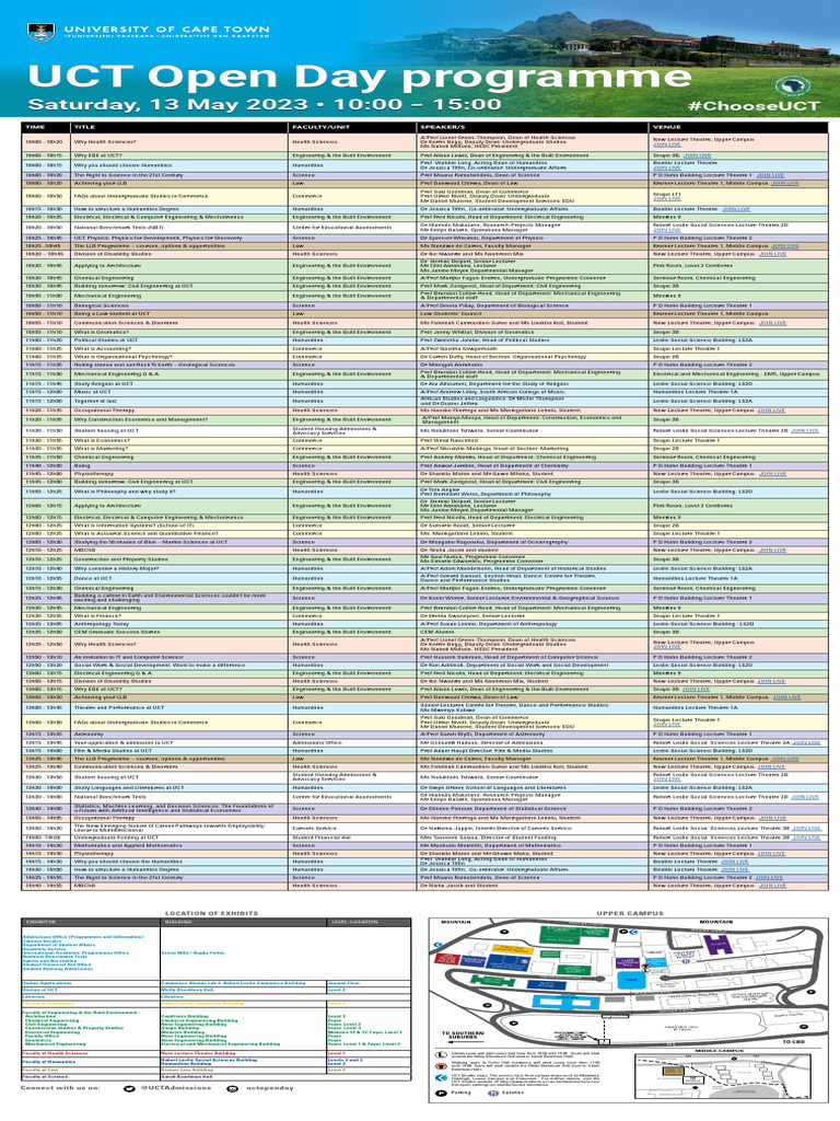 UCT - Open Day 2023 - Programme - Exhibitions and Map | PDF | Science ...