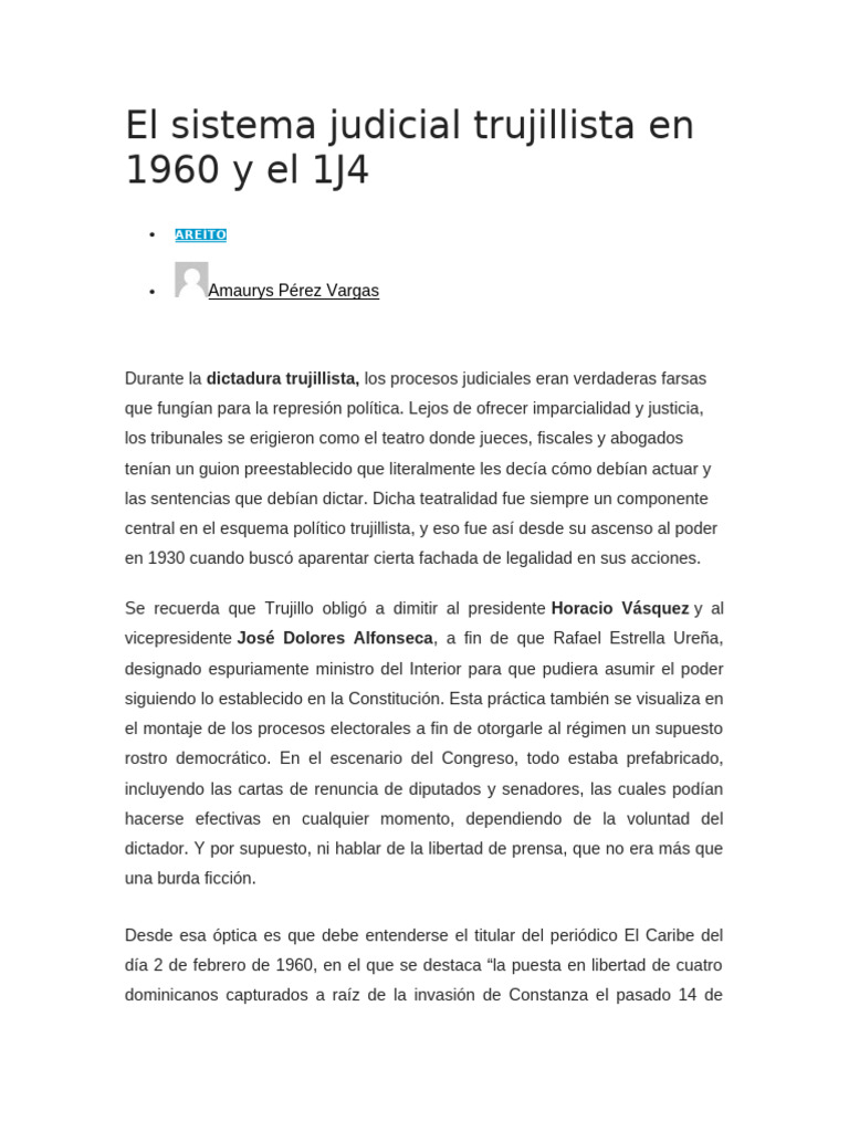 El Sistema Judicial Trujillista en 1960 y El 1J4 | PDF