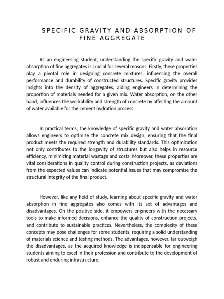 Specific Gravity and Absorption | PDF