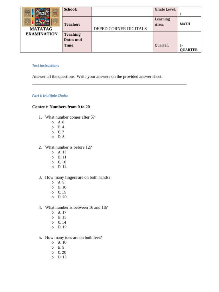 Math - Deped Corner Digitals | PDF