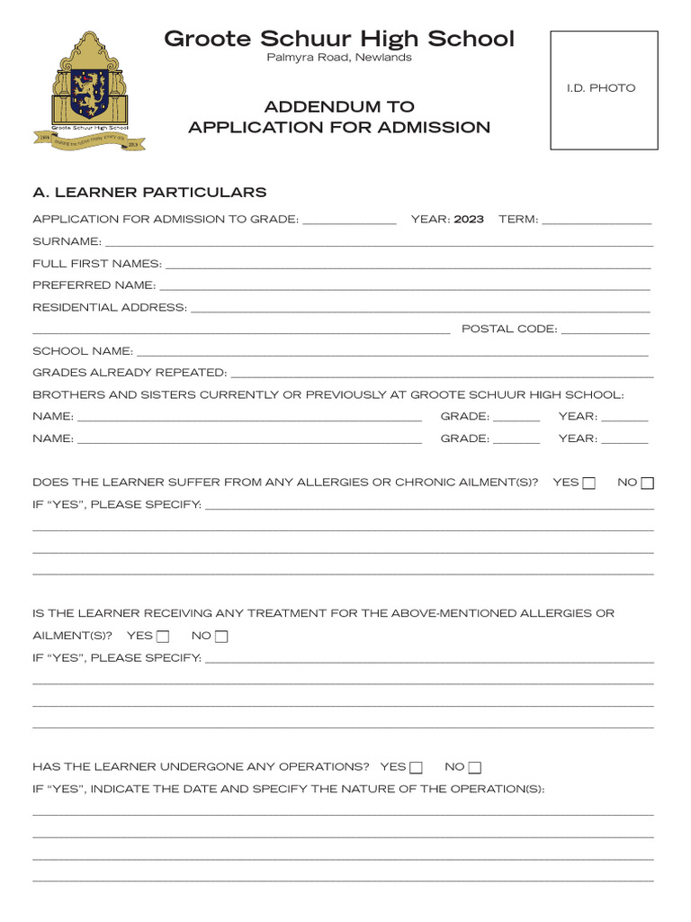 GSHS Addendum To Application For Admission 2022 | PDF | Legal Guardian ...
