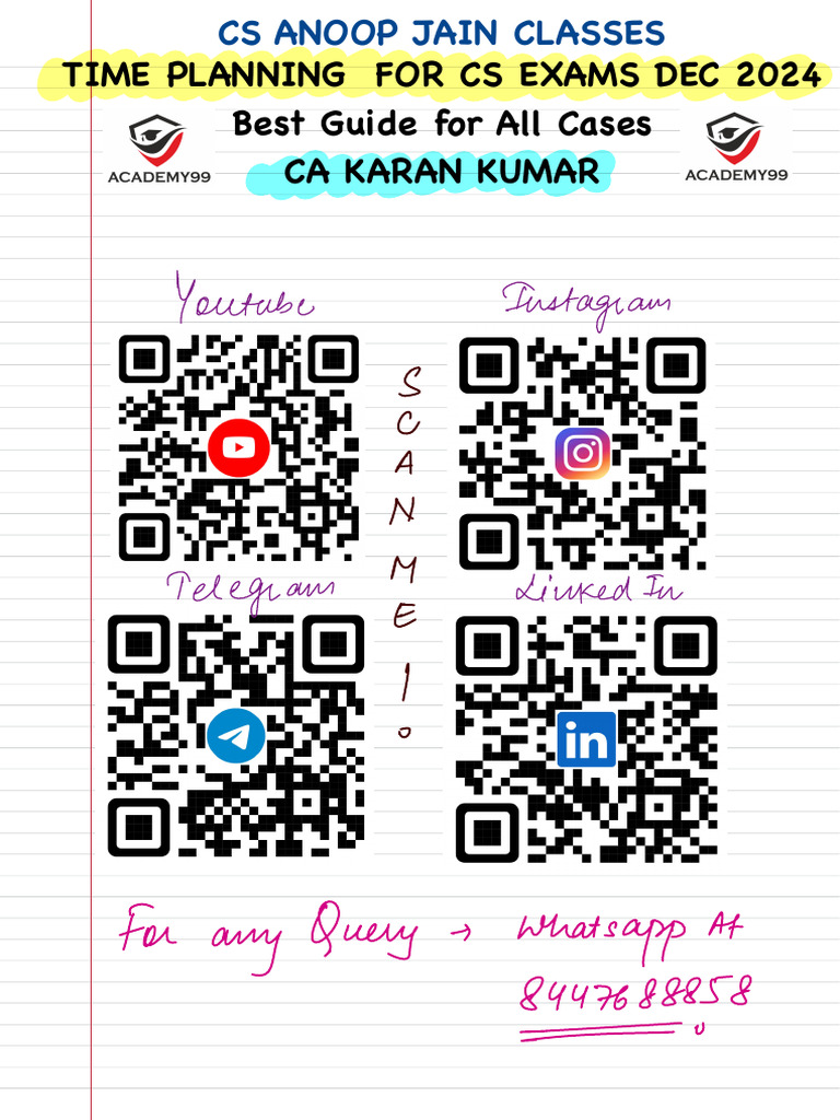 Time Table Schedule For Preparation of CS EXAMS DEC 24 CA KARAN | PDF