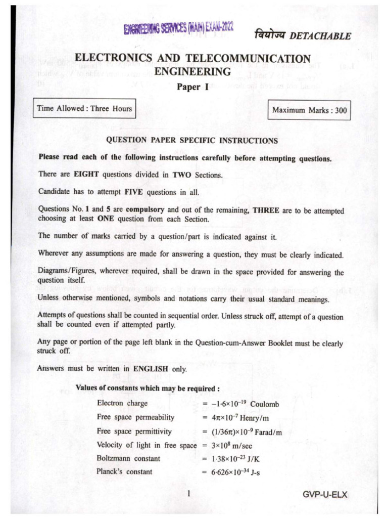 IES Electronics Paper 1 2022 | PDF | Language Arts & Discipline
