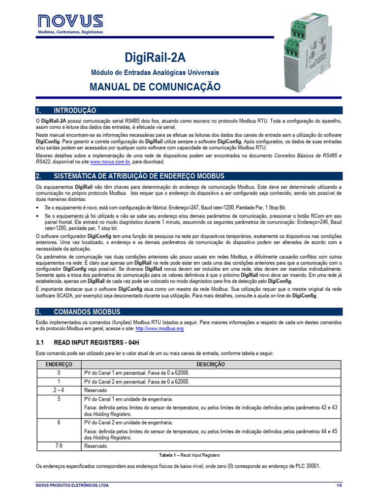 DigiRail 2A - Comunicação RS485 | PDF
