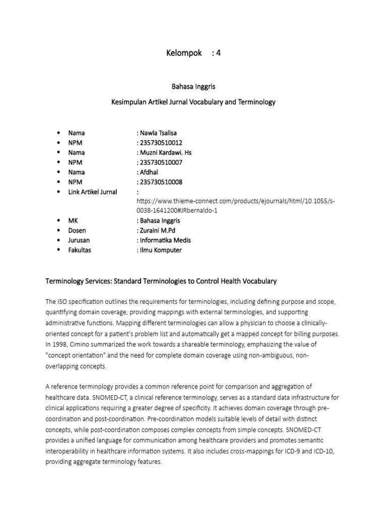 Kesimpulan Artikel Jurnal Vocabulary and Terminology (lengkap translate) | PDF