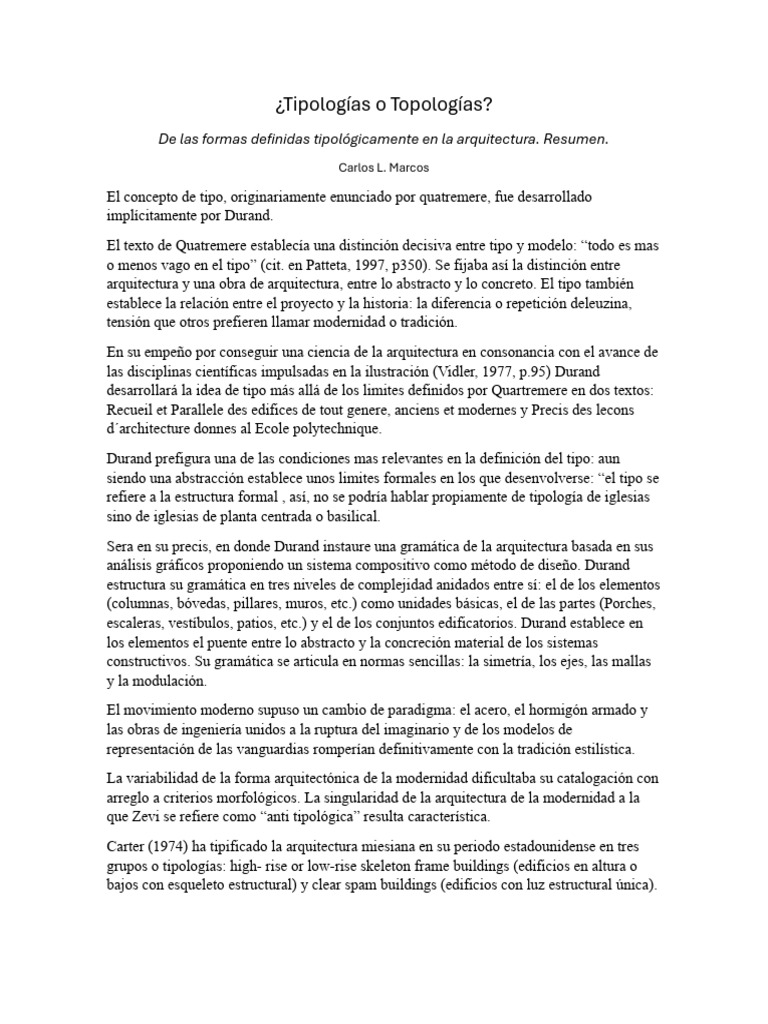 Reporte de lectura. Tipologia | PDF