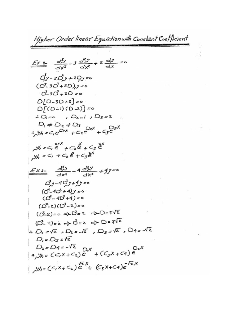 Higher Order Linear Equation With Constant Coefficient | PDF